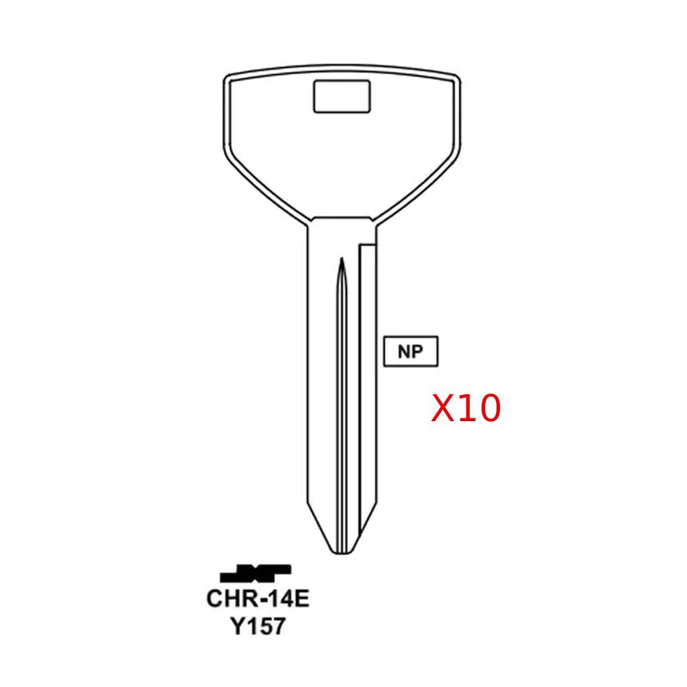 Chrysler Jeep Dodge Mitsubishi Key Blank - Y157 / CHR-14E (Packs of 10