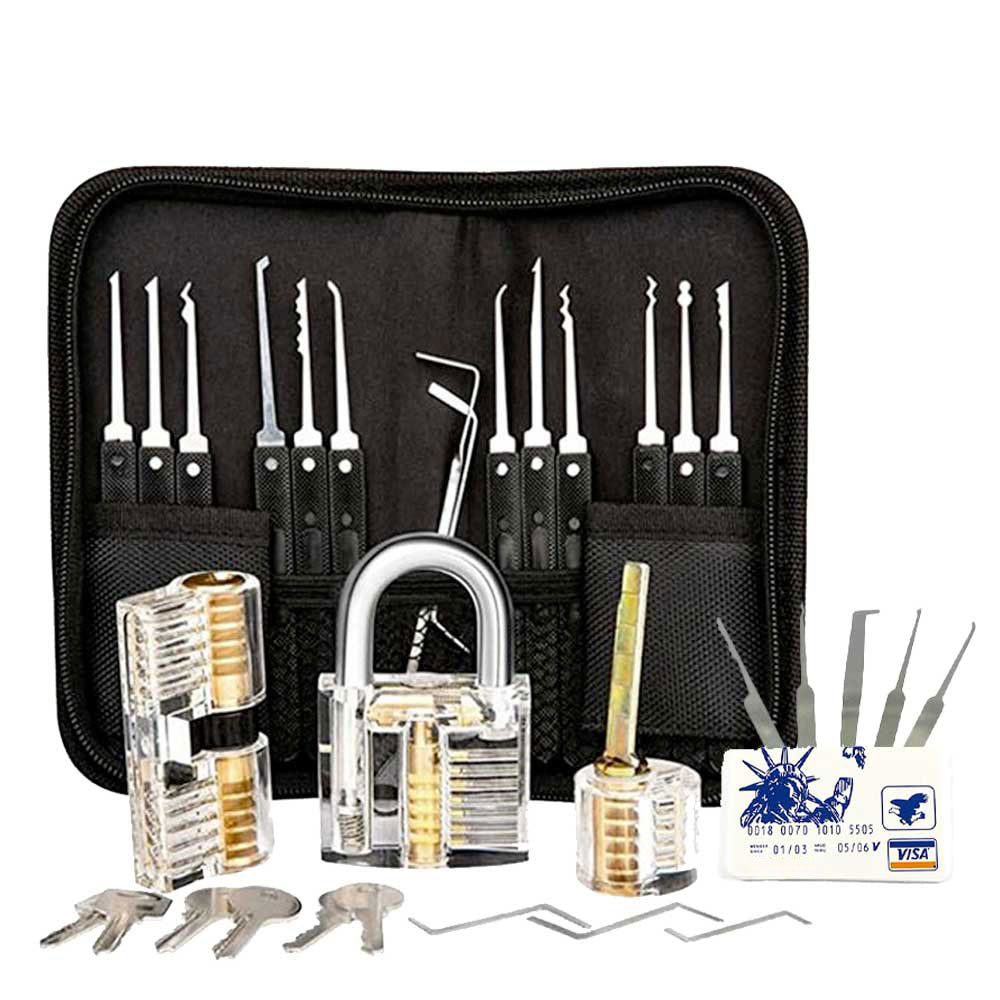ECS AUTO PARTS Lock Repair Pick Set 17 Tools 3 Locks and 1 VISA Credit