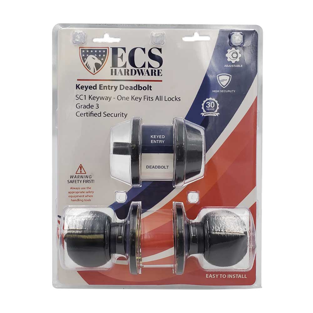 ECS HARDWARE - Durable Combo Lockset w/ Single Knob & Deadbolt - Entra