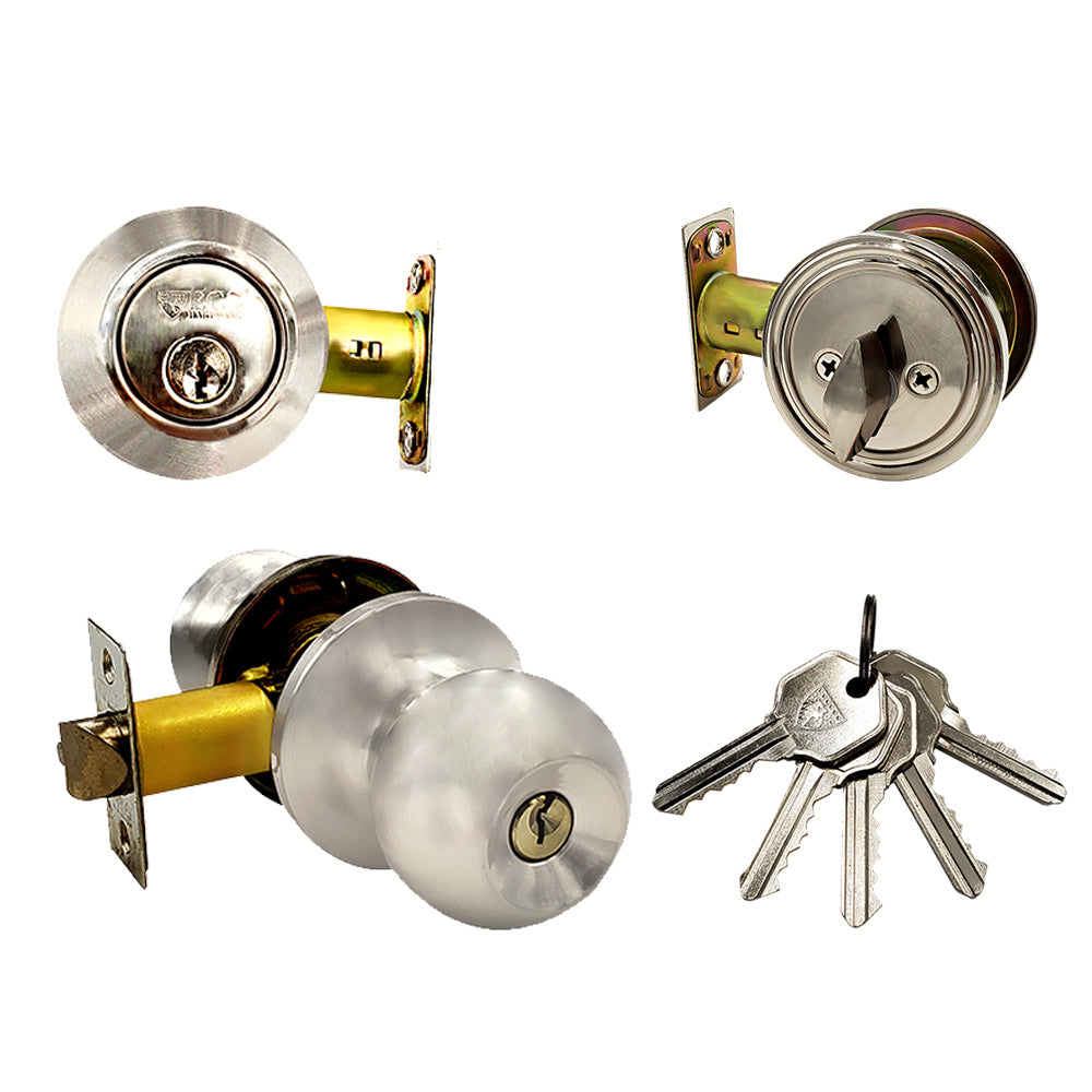 ECS HARDWARE - Durable Combo Lockset w/ Single Knob & Deadbolt - Entra