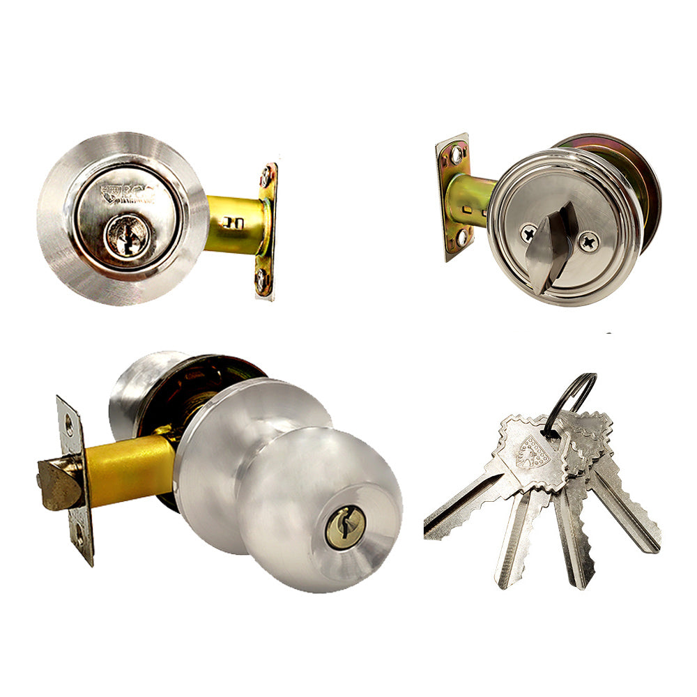 ECS HARDWARE - Durable Combo Lockset w/ Single Knob & Deadbolt - Entra ...