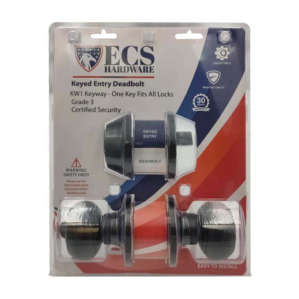 ECS HARDWARE - Durable Combo Lockset w/ Single Knob & Deadbolt - Entra