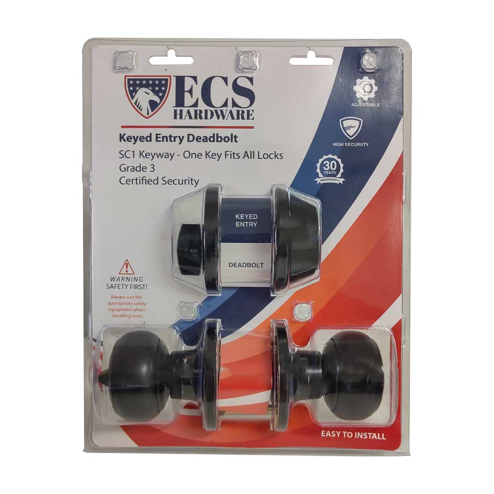 ECS HARDWARE - Durable Combo Lockset w/ Single Knob & Deadbolt - Entra