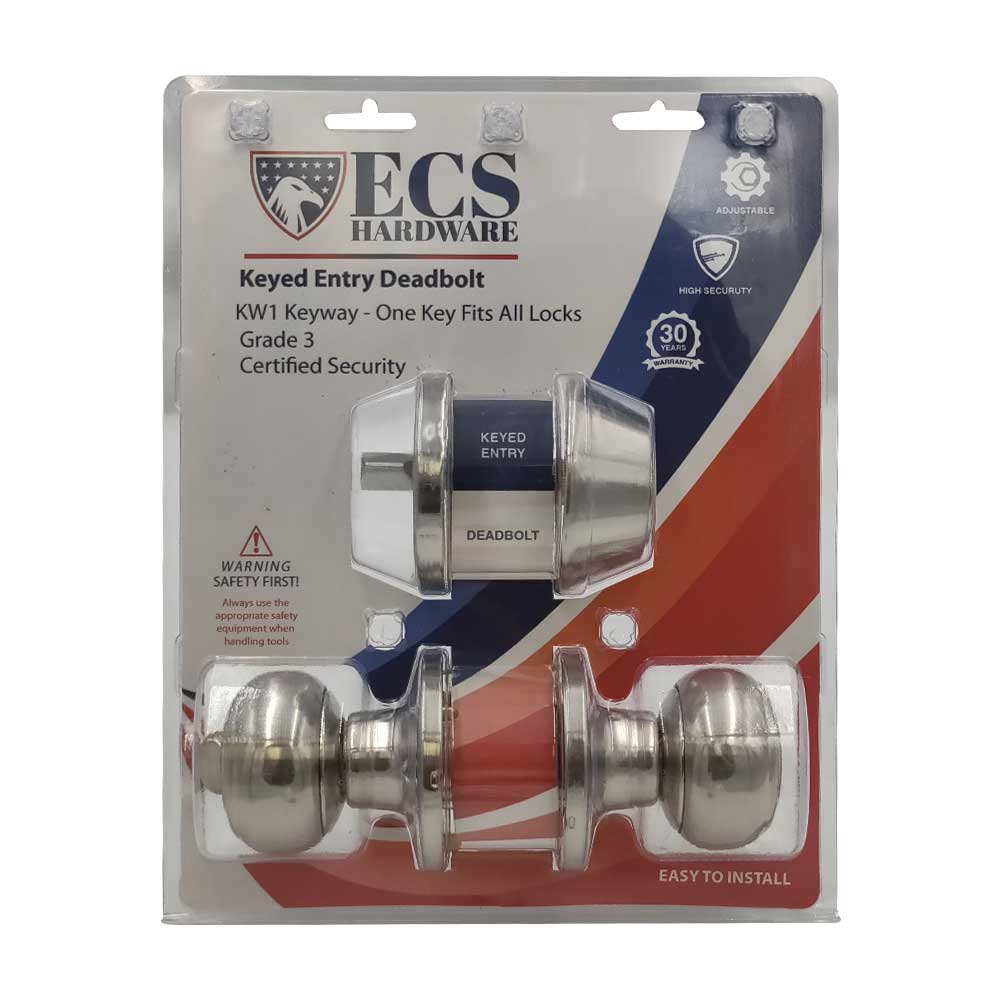ECS HARDWARE - Durable Combo Lockset w/ Single Knob & Deadbolt - Entra