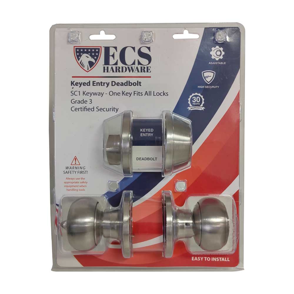 ECS HARDWARE - Durable Combo Lockset w/ Single Knob & Deadbolt - Entra