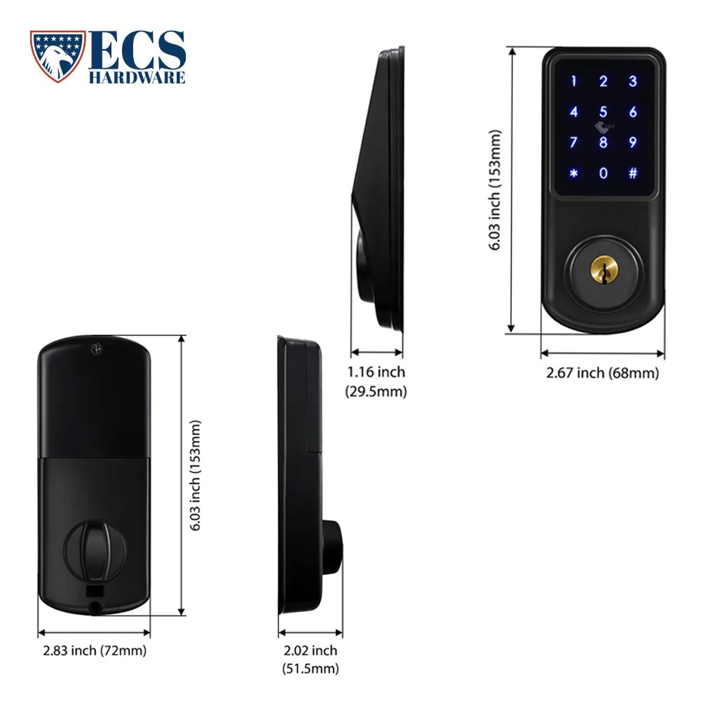 ECS HARDWARE - A220 Smart Door Lock with Fingerprint Reader and Thumbt