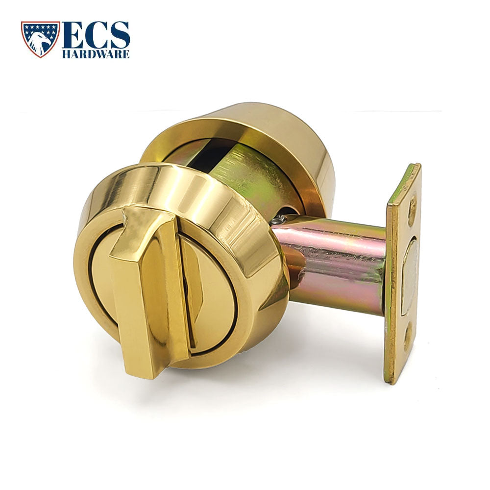 ECS HARDWARE - Durable Premium Key Controlled Deadbolt US3 Bright Bras