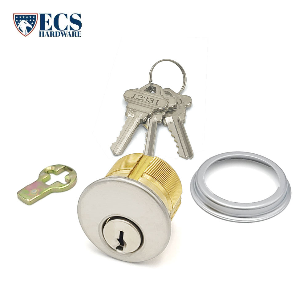 ECS HARDWARE - Durable Premium Mortise Cylinder - 1" 26D Satin Chrome