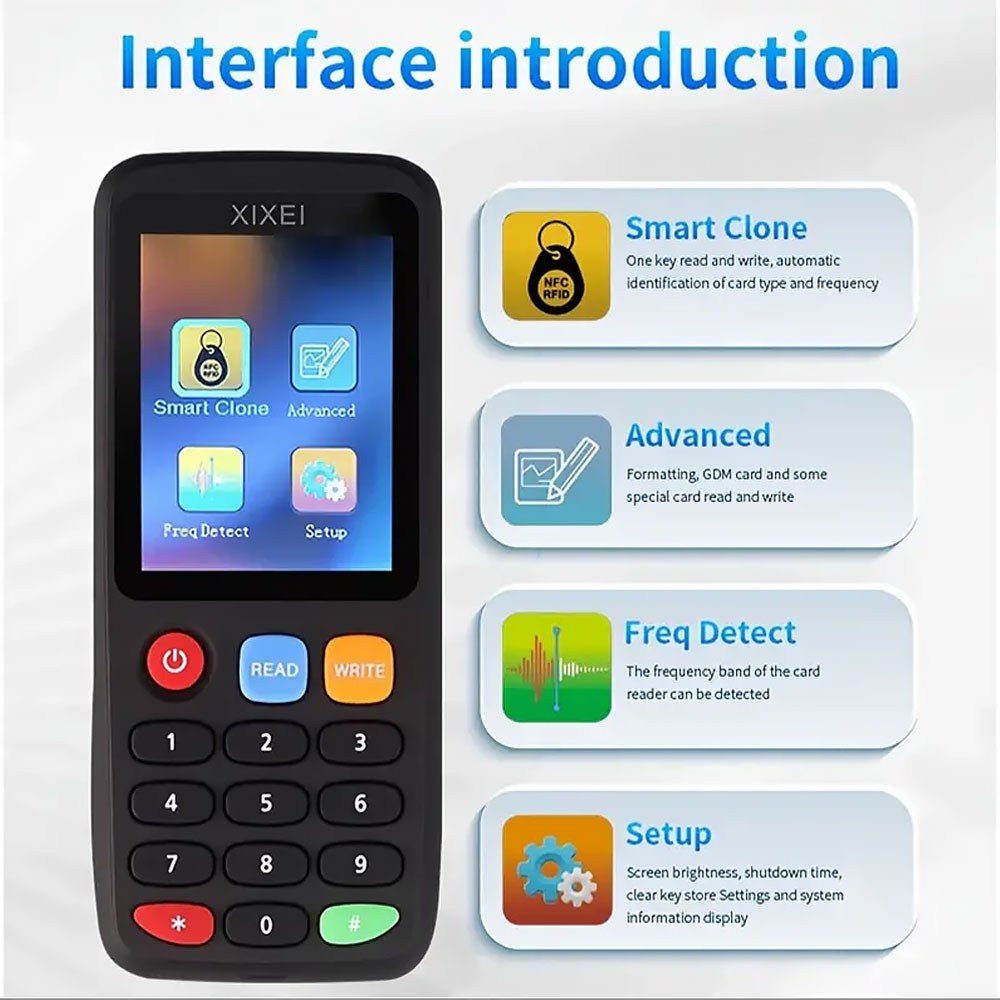 ECS HARDWARE - XIXEI X7 - 125KHz and 13.56MHz RFID Smart Card Replicat