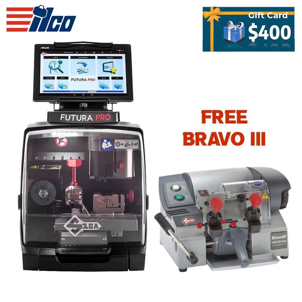 ILCO Futura Pro Electronic Key Cutting Machine and Bravo III with EZ-J