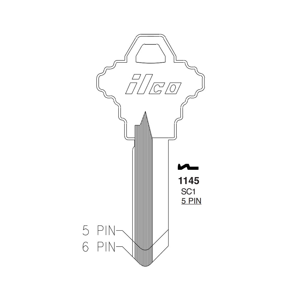 1145 5-Pin Schlage Key Blank - Brass - SLG-3E-BR / SC1 BR