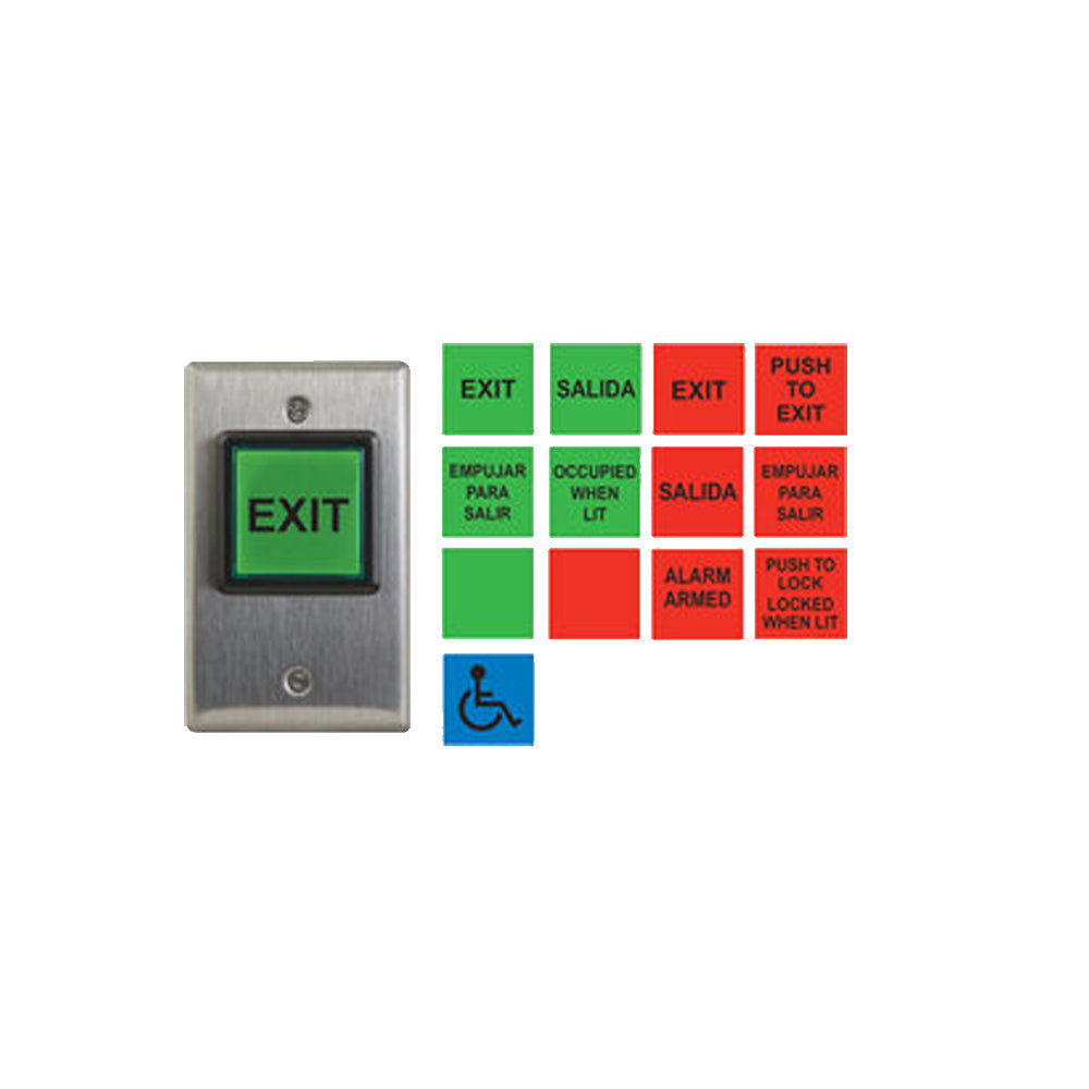 Camden CM-30U LED Push/Exit Square Switch with English & Spanish Label ...