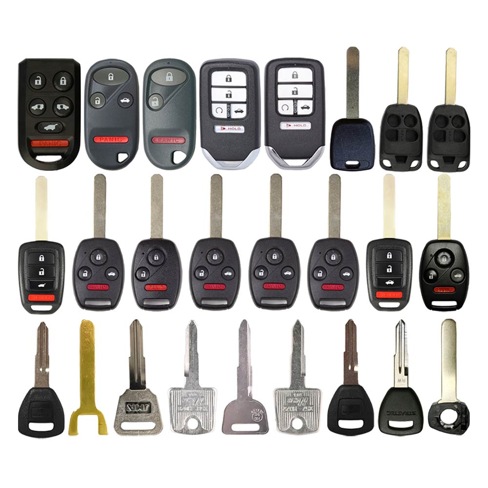 AKS KEYS Aftermarket Starter Pack with 25 Honda Remotes, Shells, Key B ...