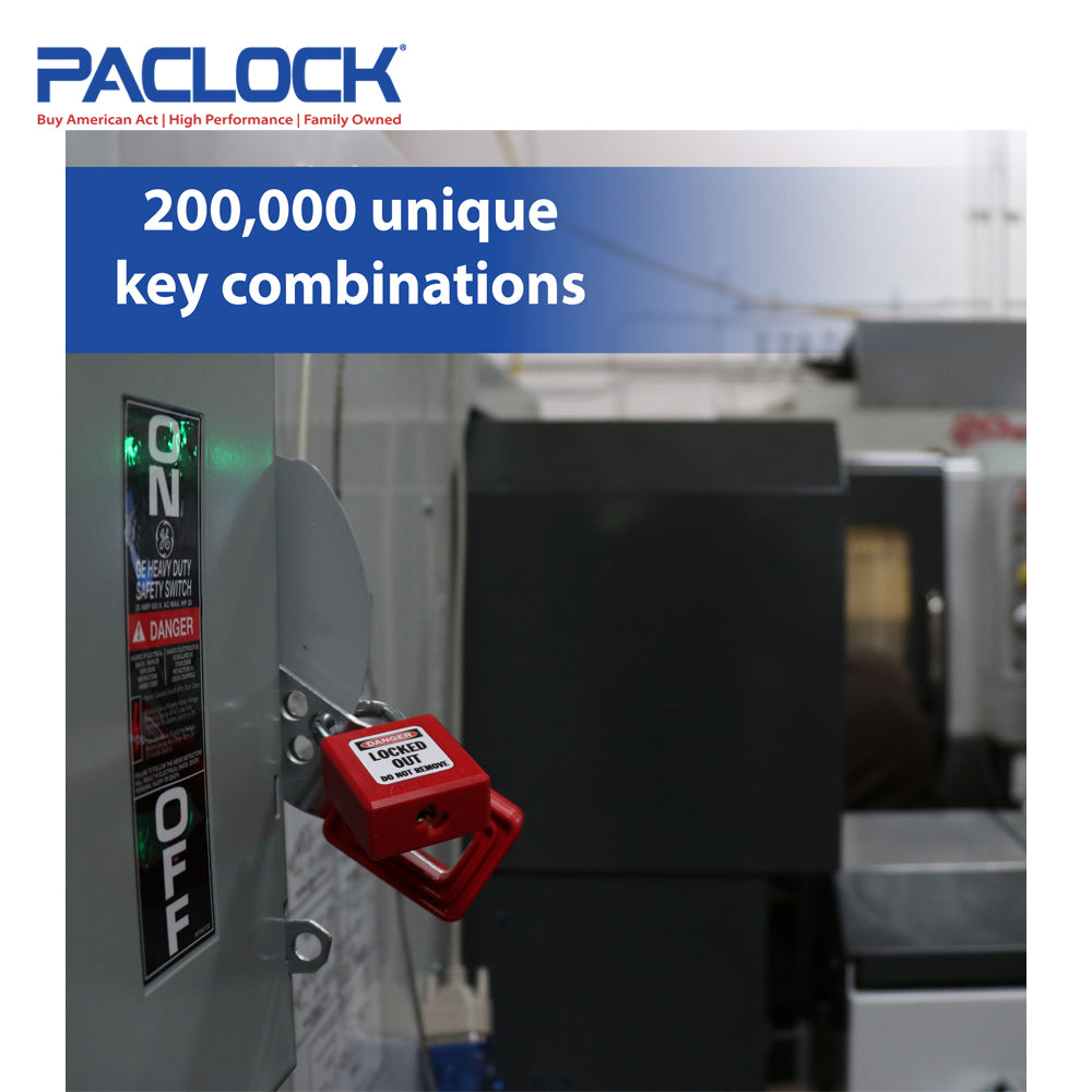PACLOCK Thermoplastic 7-Pin Lock - Tag Out Padlock with Shackle Spread