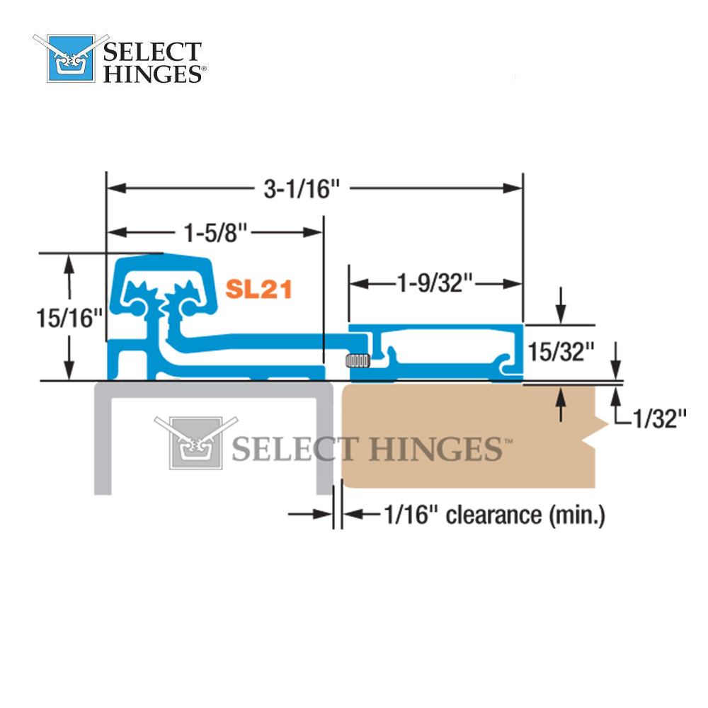 Select Hinges SL21 SD Full Surface Geared Continuous Hinge Standard Du
