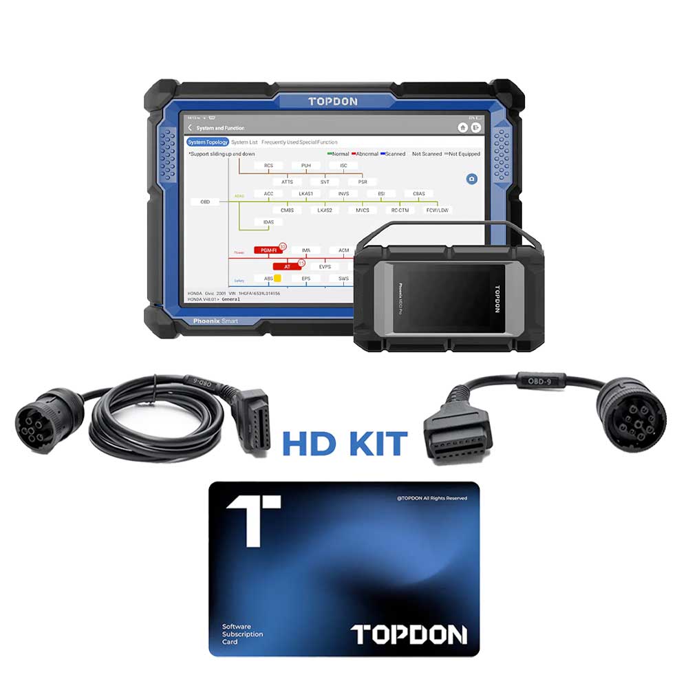TOPDON Phoenix Smart Intelligent Diagnostic Scanner with Heavy Duty Ca ...