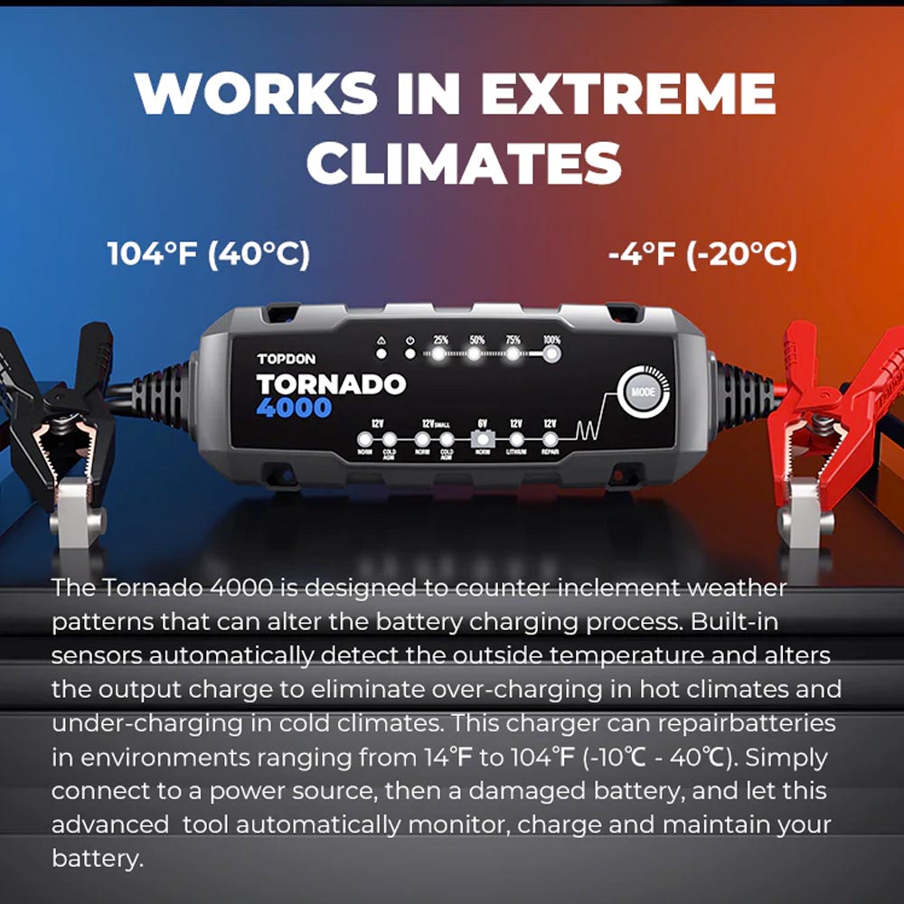 TOPDON TORNADO 4000 - Versatile and Safe All-in-one Battery Charger